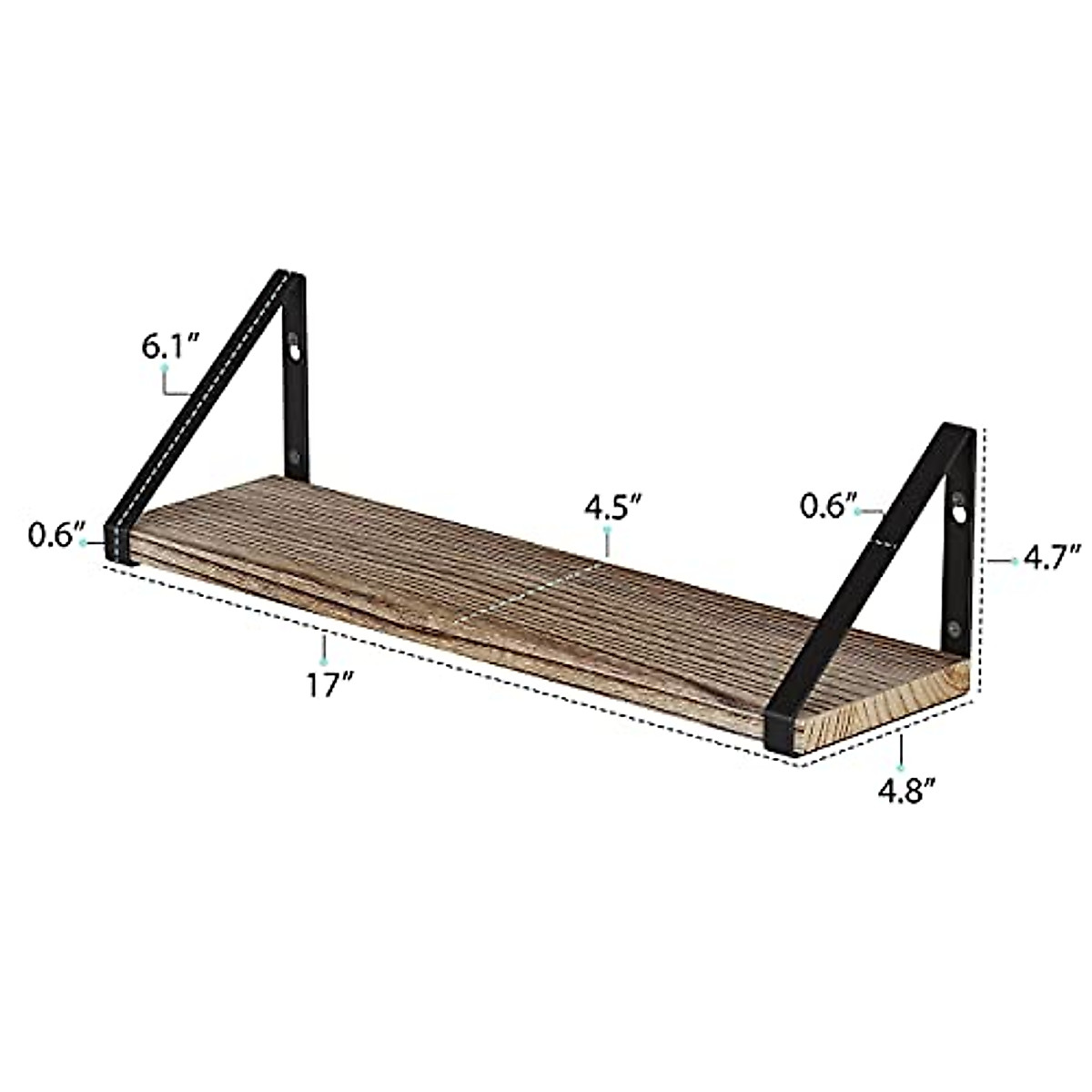 brightmaison BGT Mino Floating Shelves, 17" Book Shelves for Living Room Decor, Bathroom Organizer, Kitchen, Bedroom, Burnt Finish Set of 8