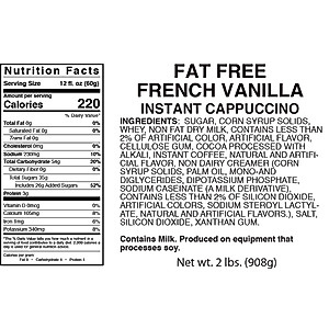 Cappuccino Supreme 2 lb bag Fat Free French Vanilla Instant Cappuccino Mix