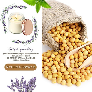 Jutom 48 Pack Mini Mason Jar Candles 4 oz Small Lavender Scented Wax Candles Bulk for Wedding Valentine Baby Shower Party Favors Aromatherapy Candles for Home Meditation(Rose Gold Lid)