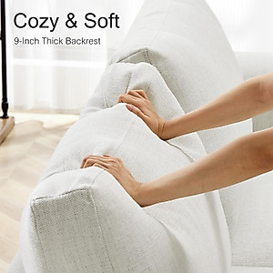 ELUCHANG Convertible Sectional Sofa, L Shaped Couch, Natural Linen Fabric Sofa Couches with Extra Deep Seats, Big Comfy Couch Upholstered Modern Couch Sofa Corner Sofa for Living Room, Office, Ivory