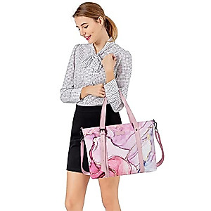 MOSISO USB Port Laptop Tote Bag (17-17.3 inch) with Adjustable Top Handle, Laptop Bag for Women, Polyester Work Travel Office Large Computer Shoulder Bag Marble MO-MBH216