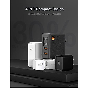 𝐒𝐥𝐢𝐦𝐐 GAN USB C Charger: 100W,96W,87W,85W,67W AC Adapter - 4 Port Fast Compact PD Wall Block - Type-C High Speed Charging Station - Travel Adapter for MacBook,Surface,Lenovo
