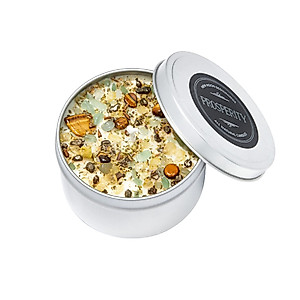 Prosperity Candle by New Moon Beginnings - Crystal Candle - Good Luck, Success & Abundance - Soy - Bayberry Patchouli Cypress - 8oz Tin