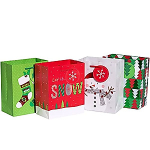 SUNCOLOR 12 Pack 6" Small Christmas Gift Bags With Handle
