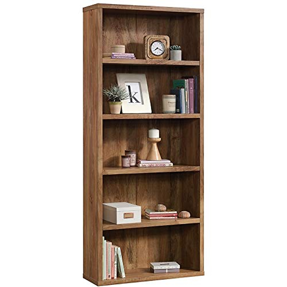 Sauder Miscellaneous Storage 5-Shelf Wood Bookcase in Sindoori Mango, Sindoori Mango Finish