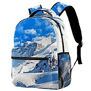 Snowy Winter Landscape Of A Ski Resort Backpack Students Shoulder Bags Travel Bag College School Tote Backpacks