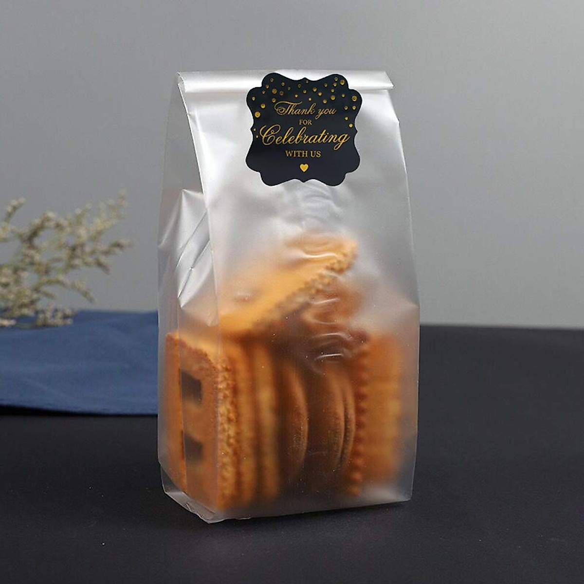 OPG Thank You For Celebrating With Us Stickers, Gold Thank You Sticker, Decorative Stickers for Party Supplies,50-Pack 2"