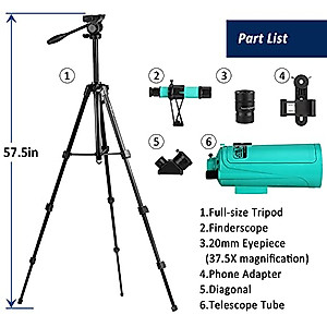 Sarblue Maksutov-Cassegrain Telescope, Mak60 Telescopes for Kids Adults 750x60mm, Compact Portable for Travel, Beginner Astronomy Telescope with Adjustable Tripod Finderscope and Phone Adapter