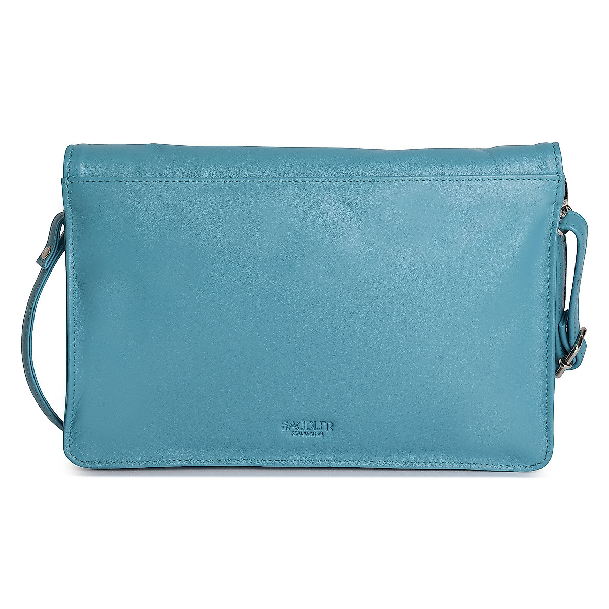 SADDLER Womens Leather Cross Body Purse Clutch Detachable Strap | Designer Sling Bag For Ladies - Teal