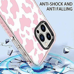 ZIYE Case for iPhone 13 Pro Max Cover Cute Pink Cow Pattern Design Shockproof Slim Durable Soft TPU Bumper Protective Phone Case for Women Girls Girly Case 6.7 Inch-Pink