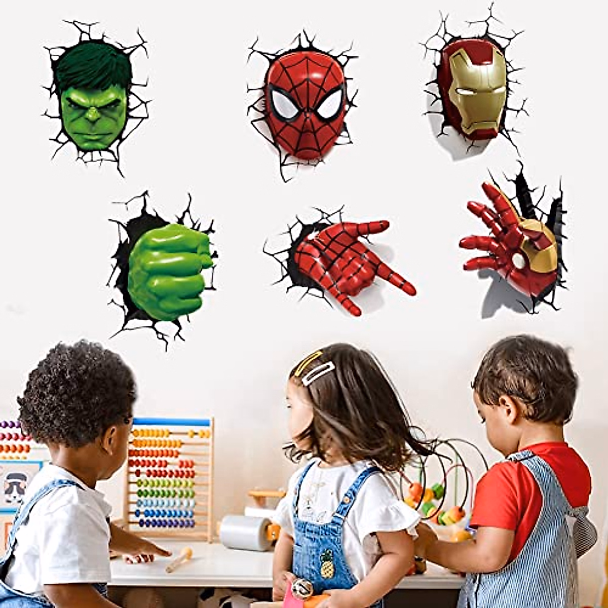 apfr Large Superhero Wall Stickers Boys Wall Decals Peel and Stick Room Decor Stickers for Boys Bedroom Living Room Playroom