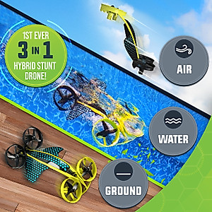 WowWee HydraQuad 3-in-1 Hybrid Air to Water Stunt Drone – Remote Control Toy for Kids