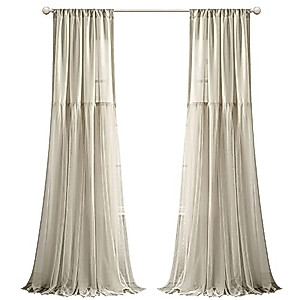 Lush Decor Tulle Skirt Solid Window Curtain Panel Pair, 84" L x 40" W, Neutral