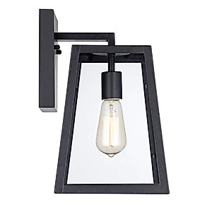 John Timberland Arrington 13" High Farmhouse Rustic Modern Outdoor Wall Light Fixture Mount Porch House Exterior Outside Lantern Set of 2 Edison Bulb Mystic Black Metal Clear Glass Shade Front Door