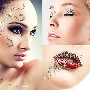 6 Sheets Eye Face Body Gems Jewels Rhinestone Temporary Tattoo Nail Art Stickers, Self Adhesive Crystal Rainbow Makeup Mobile PC Diamonds Face Stick Gems for Party Body Rhinestone
