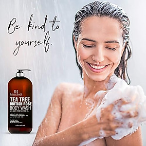 Botanic Hearth Tea Tree Body Wash with British Rose Extract, Helps with Nails, Athletes Foot, Ringworms, Jock Itch & Acne, Soothes Itching & Promotes Healthy Skin and Feet, 16 fl oz