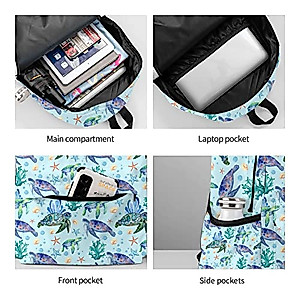 Nmbvcxz Sea Turtle Backpack for Women 17 inch Travel Casual Laptop Backpack Lightweight Waterproof Durable Hiking Daypack