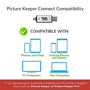 Picture Keeper Connect Photo & Video USB Flash Drive for Apple, Android, and PC Devices, 128GB Thumb Drive