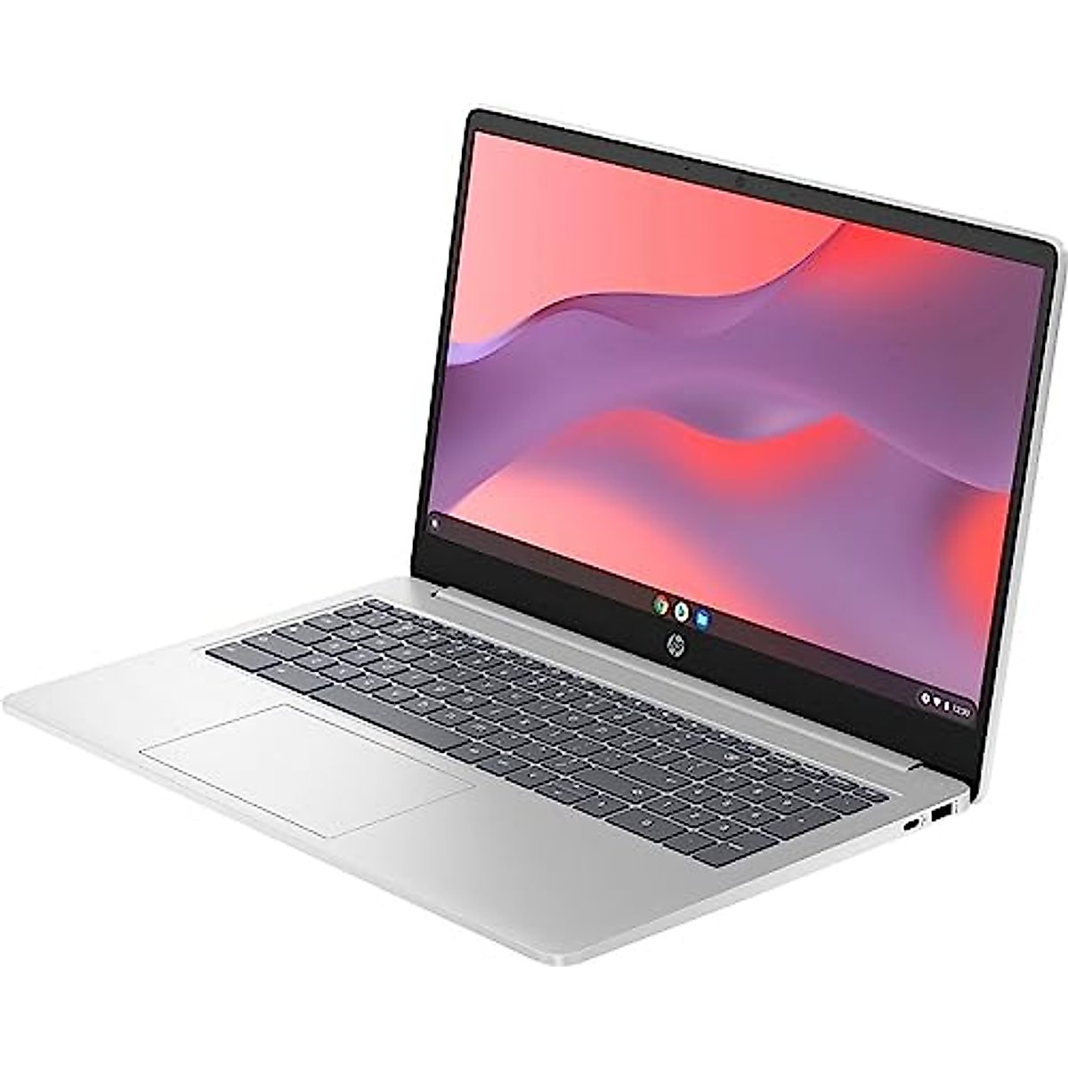 HP 2023 Newest 15.6" HD Chromebook, Intel Quad-Core Processor, LPDDR5 8GB RAM, 64GB eMMc, Webcam, Numeric Keyboard Home & Student Laptop, Chrome OS, Natural Silver
