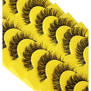 False Eyelashes Russian Strip Lashes D Curl Wispy Natural Look Faux Mink Lashes Like Eyelash Extension Fluffy zanlufly Transparent Band Cat Eye Fake Eyelashes Pack