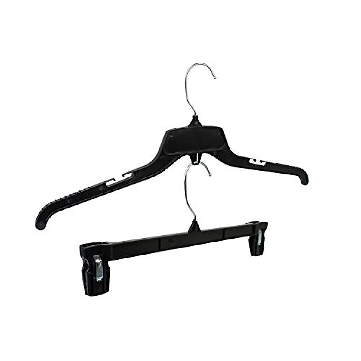 Hangon Combo Set Recycled Plastic Shirt & Pants Hangers, 19 Inch & 14 Inch, Black, 10 Pack