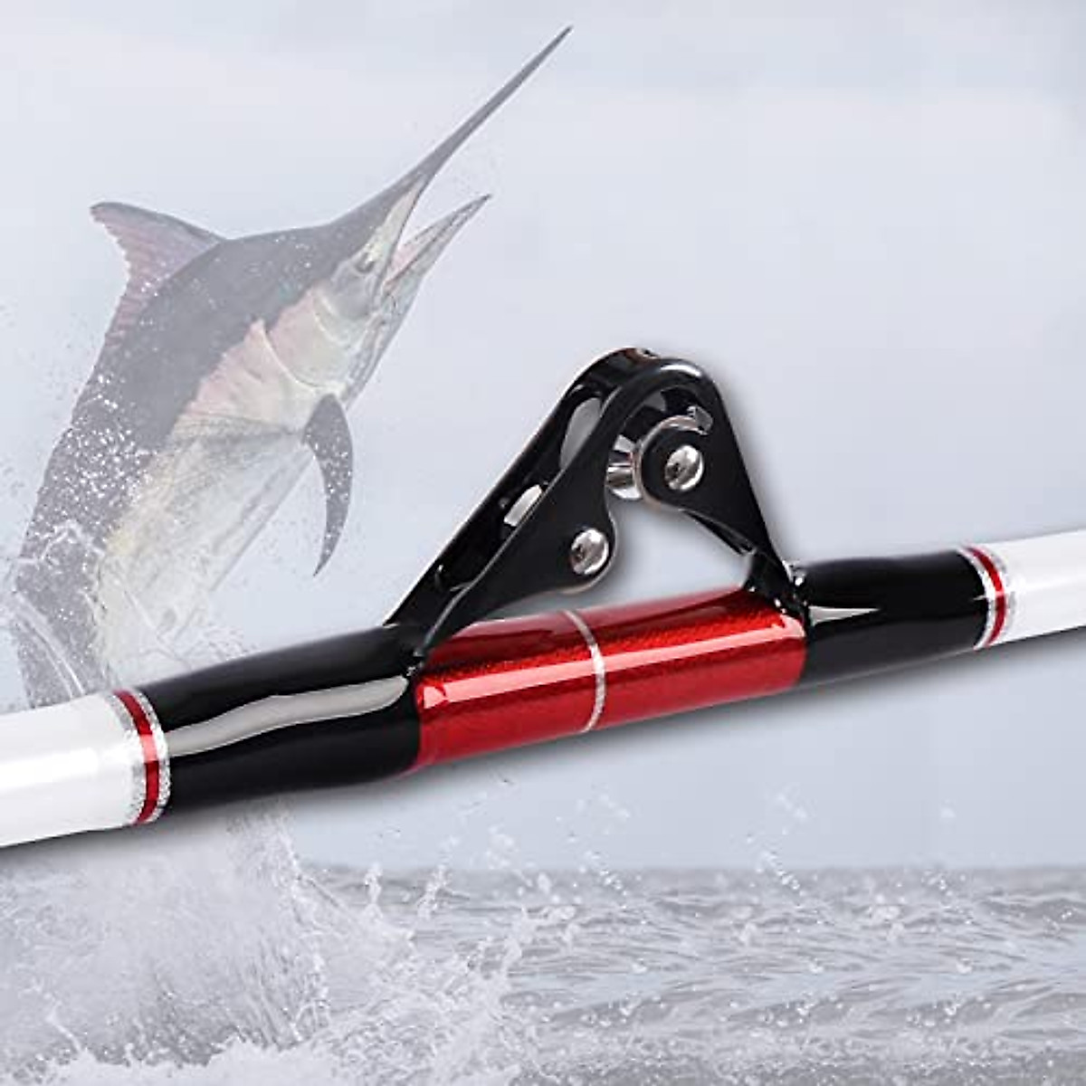 Fiblink Trolling Rod Saltwater Deep Dropper Big Game Rod Conventional Boat Roller Rod Carbon Fishing Pole (1 Piece - 6' - 80-120lbs)