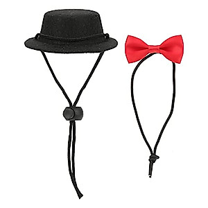 Reptile Hat and Bow Tie,Cute Adjustable Lizard Harness and Leash Soft Leather Bearded Dragon Valentine's Day Clothes Set for Amphibians and Other Small Pet