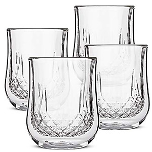 BTaT- Whiskey Glasses, Double Wall Glasses, Set of 4, Bourbon Glasses, Cocktail Glasses, Scotch Glasses, Old Fashioned Glass, Rocks Glass, Crystal Glasses, Vodka Glasses, Drinking Glasses, Gifts, Gins