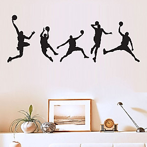 Basketball Players Wall Decals Slam Dunk DIY Wall Stickers for Kids Room Boys Bedroom Home Wall Decorations (5 pcs)
