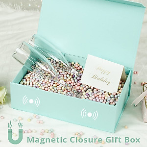 MONDEPAC Gift Box 12" x 6" x 4" with Magnetic Closure Lid Gift Box for Presents,Bridesmaid Gifts Box, Magnetic Gift Box for Gifts,Birthday Gift Box,Magnetic Gift Box for Wrapping Gifts (Tiffany)