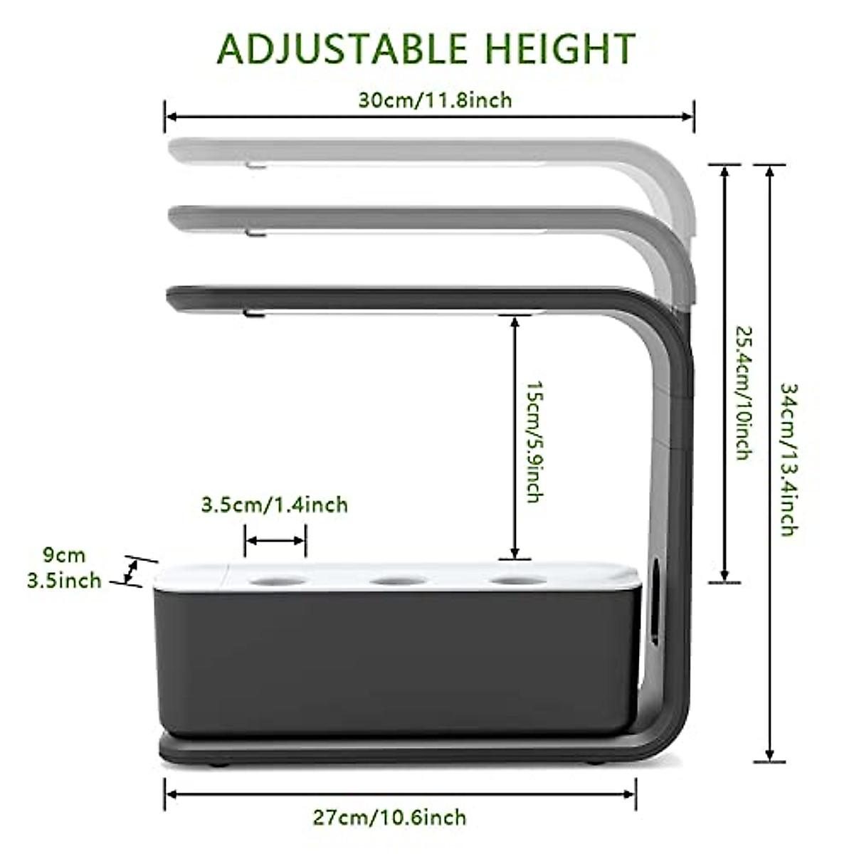 ScienGarden Hydroponics Growing System Indoor Herb Garden Gardening Germination Starter Kit 60 LED Grow Light Height Adjustable Self Watering Automatic Timer Grow 3 Pods Black for Home Kitchen Gifts