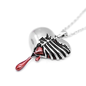 Controse Silver-Toned Stainless Steel Bleeding Heart Necklace with Pendant (17" - 19" Adjustable Chain)