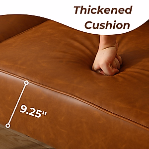 ROCITY Faux Leather Loveseat Sofa 53 Inch Small Love Seat Couch Modern Brown Sofa Couch for Home Living Room, 2 Seater, 20.7 Inch Deep Seats