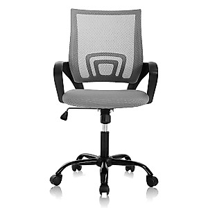 Office Chair Desk Chair Computer Chair Ergonomic Mid Back Mesh Chair with Lumbar Support & Armrest Modern Adjustable Height Swivel Task Executive Chair for Women Men Adult, Grey
