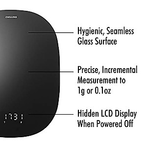 ZWILLING Enfinigy Digital Kitchen Food Scale, Max weight 22lbs, Grams & Ounces, .1-gram Accuracy, Black