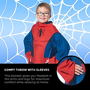 Northwest Spider-Man Spidey Webs Youth Silk Touch Comfy Throw Blanket with Sleeves, 48" x, 48"