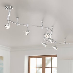 Pro Track Track Light Fixture - 6 Head Light, Brushed Nickel, Adjustable Monorail Modern LED Track Light for Ceilings, Kitchen Islands, Bedrooms, Foyers, and Living Rooms - 108" Wide, 9 1/4" High