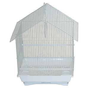 YML A1114MWHT House Top Style Small Parakeet Cage, 11" x 9" x 16"