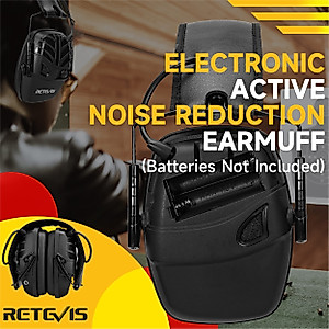 Retevis Shooting Ear Protection for Range,Sound Amplification Electronic Shooting Earmuff,Noise Reduction Ear Muffs for Hunting,Slim Volume Adjustable Earmuff,with 3.5mm Headphone Jack and Cable