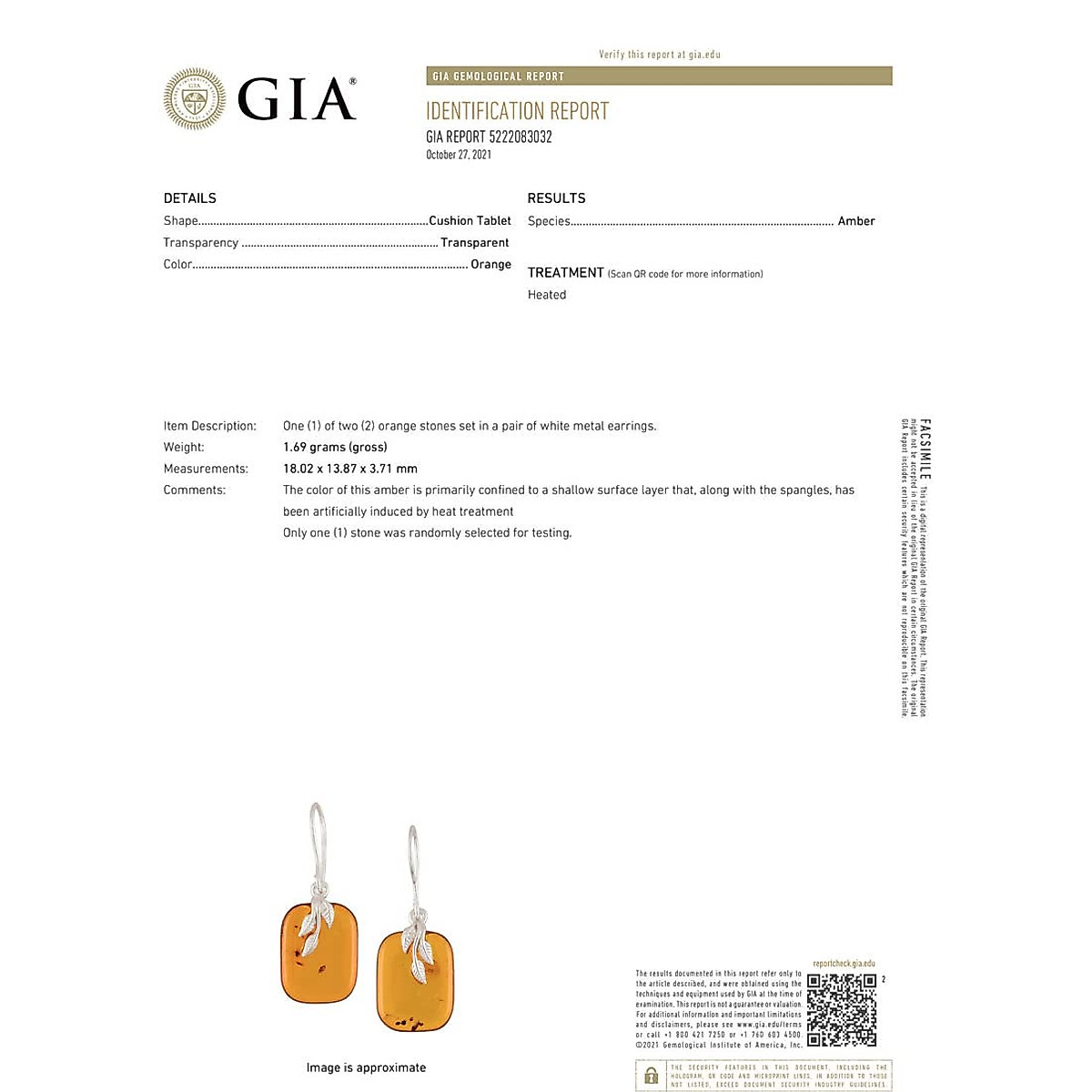 Sterling Silver Baltic Honey Amber EarringsFern