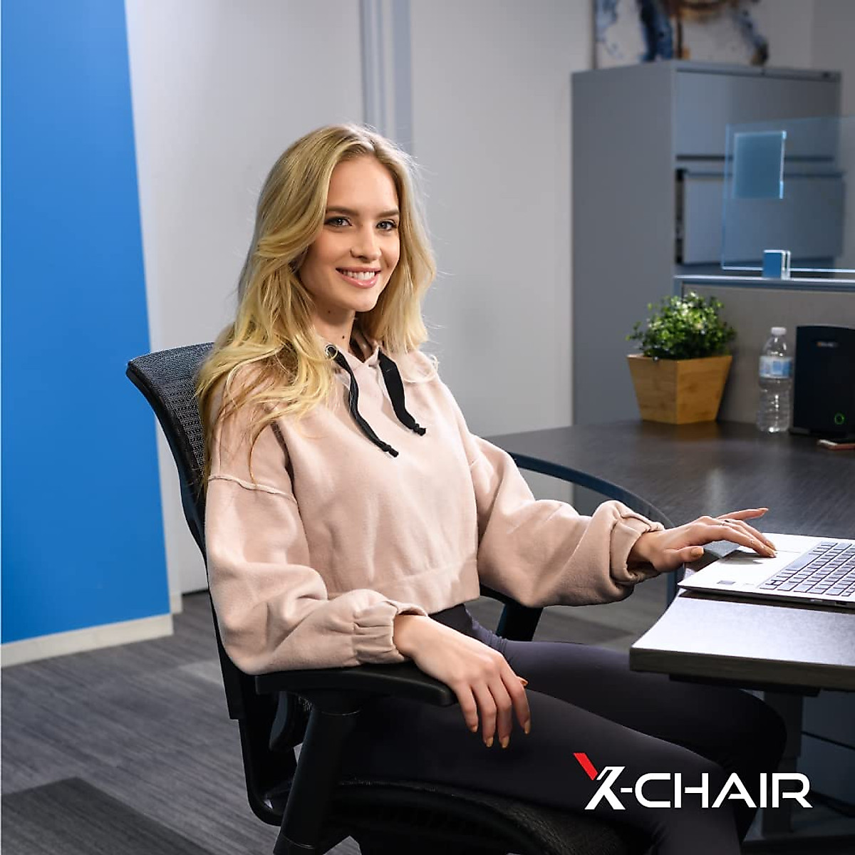 X-Chair X-Project High End Task Chair, Black A.T.R. Fabric with Headrest - Ergonomic Office Seat/Advanced Tensile Recovery Fabric/Highly Adjustable & Supportive/Comfortable Feel/Perfect for Workspace