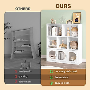 NODHM Toy Storage Organizer and Storage, Metal Toy Organizers with 5 Storage Cubbies and 3 Storage Cabinets, Book Shelf for Kids Rooms,Nursery, Playroom, Bedroom