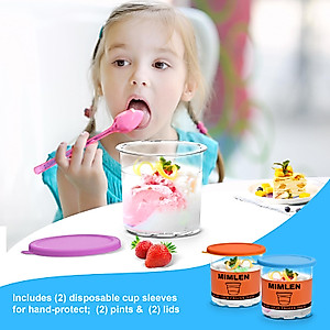 MIMLEN 2 Pack Container for 16oz. Ninja Creami Pints and Lids, Compatible with Ninja Creami NC301 NC300 NC299AMZ Series