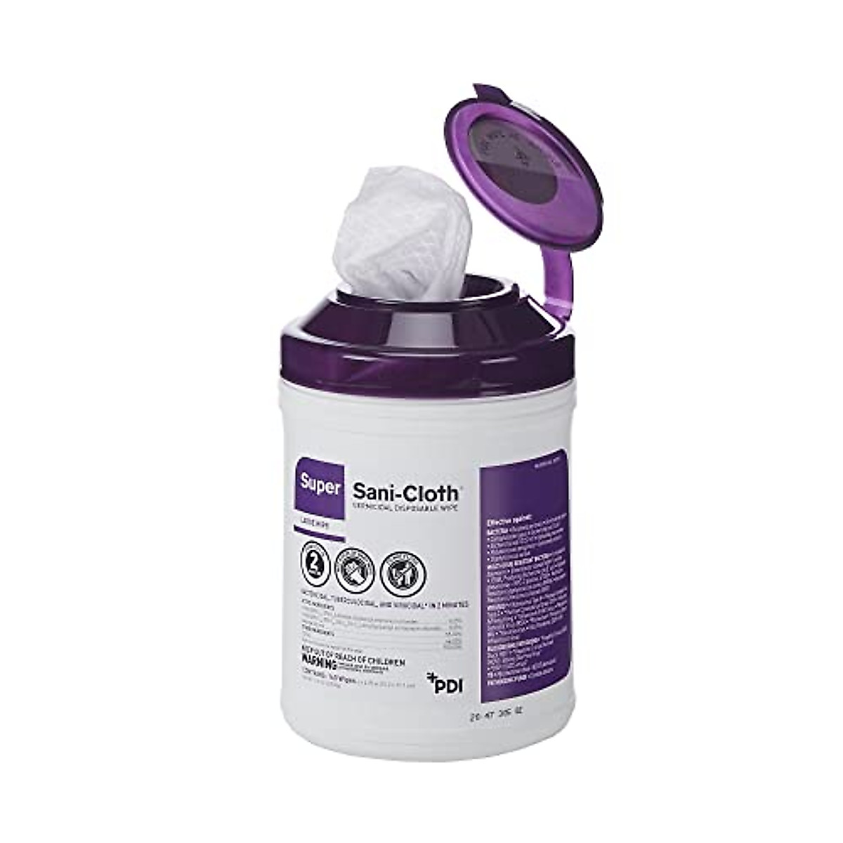 PDI-Q55172 Professional Disposables Surface Disinfectant Super Sani-Cloth Wipes, 160 Count - Purple