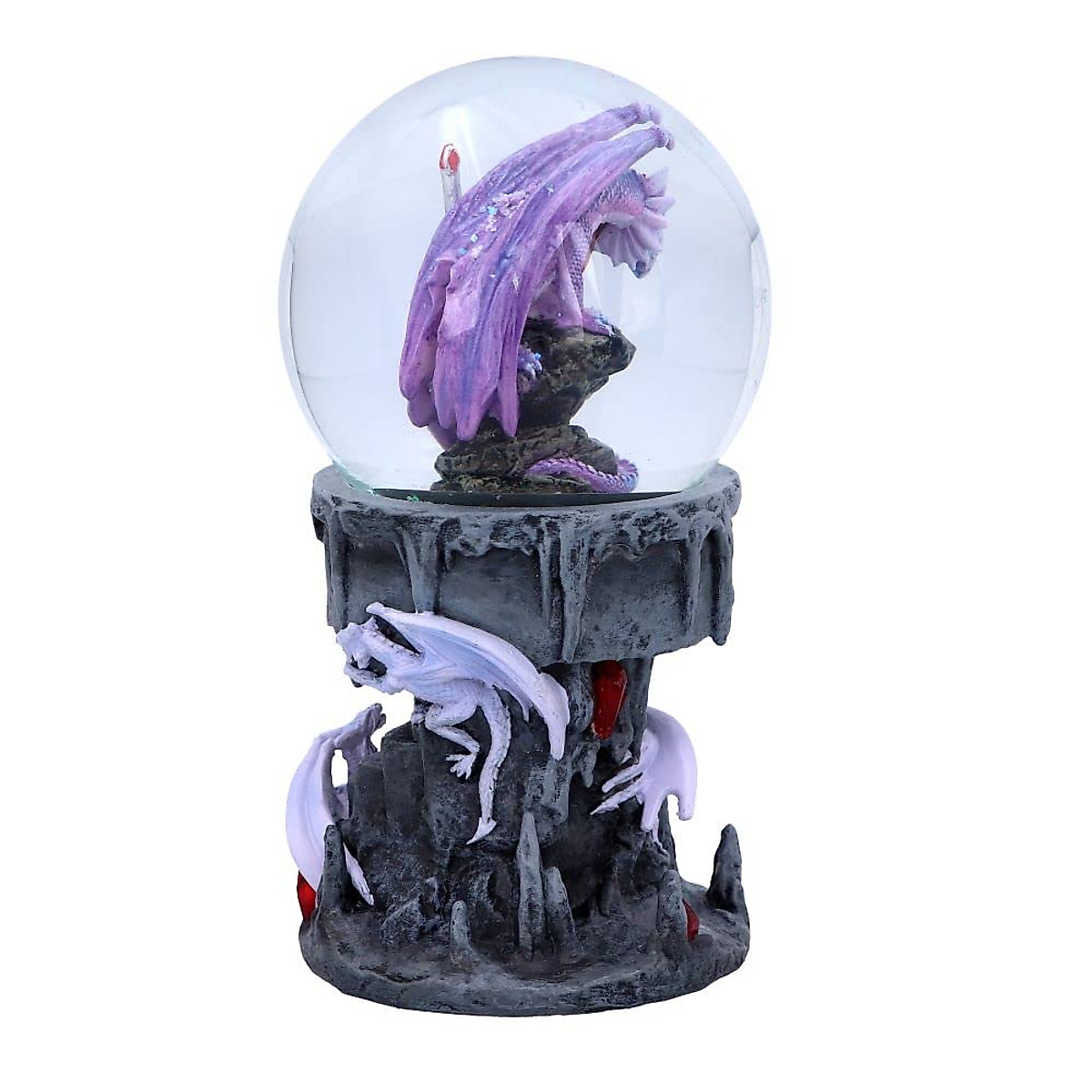 Nemesis Now Anne Stokes Dragon Mage Snowglobe Shaker, Polyresin, Purple, 18.5cm