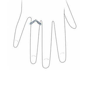 Silvershake Genuine Swiss Blue Topaz and Tanzanite 925 Sterling Silver V Shape Stack Stackable Ring Size 9