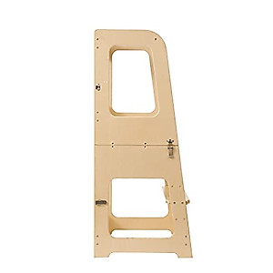 UNCLE WU Foldable Kitchen Step Stool for Toddlers -Children Learning Step Tower - Safety Stand Tower in Bathroom - Kid's Step Stool with Studying Table (Natural)