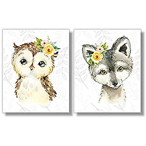 Woodland Animals Wall Art Prints - Nursery Decor - Set of 6-8x10 - Unframed - Watercolor