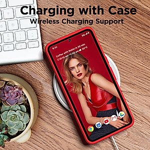 COFFKER Compatible with Pixel 8 Pro Case, Liquid Silicone Case, Full Body Shockproof Protective Cover,【Soft Microfiber Lining】 Slim Thin Phone Case for Google Pixel 8 Pro 6.7 inch, Red