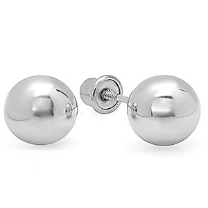 Dazzlingrock Collection 14K Ball 8mm Stud Earrings with Screw Backings, White Gold